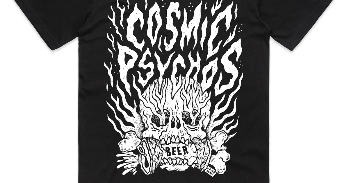 Cosmic Psychos Beer Crusher T-Shirt (Black)