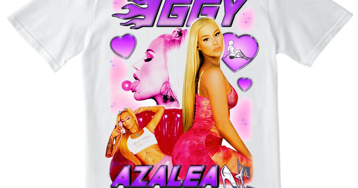 Iggy Azalea Stripper Purple Text Tee - White