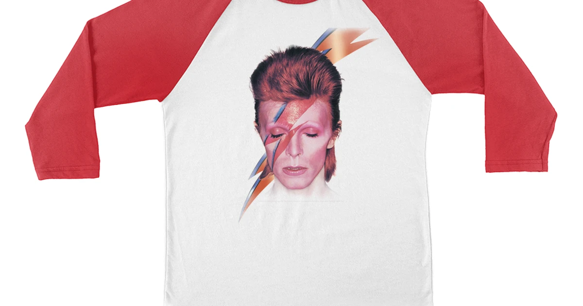 David Bowie 3/4 Sleeve Baseball Tee | Aladdin Sane With Lightning Bolt ...