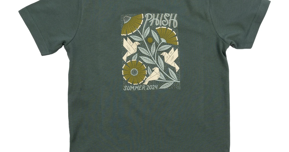 Phish Kid's Origami Flight Summer '24 Tee on Basil