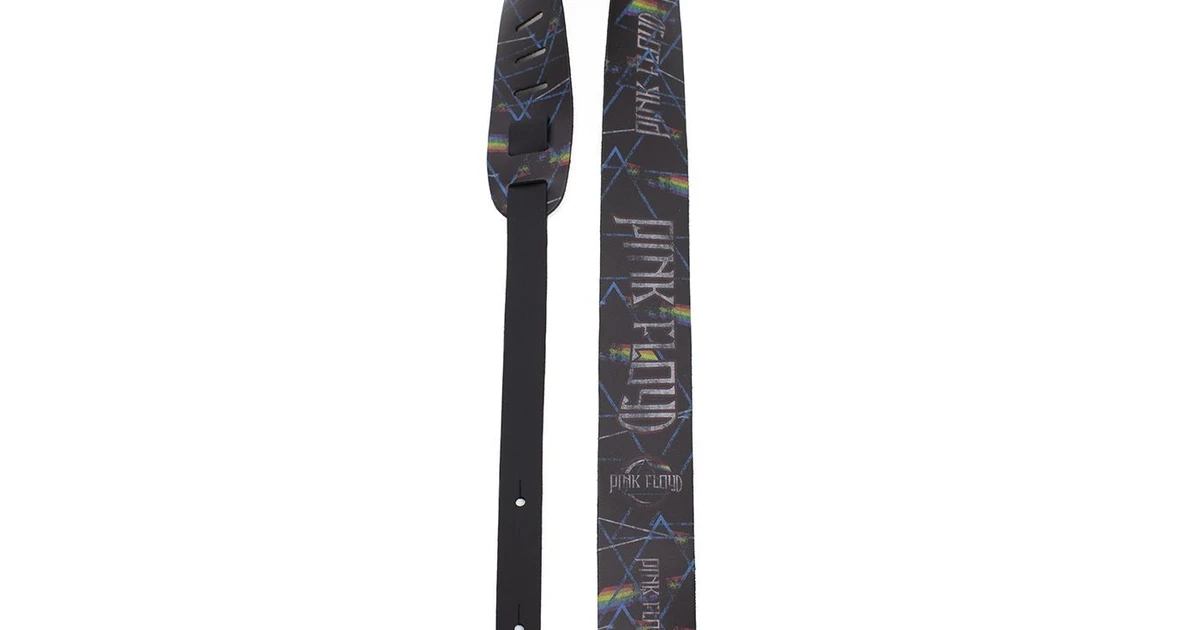 Pink Floyd DSOTM Prisms Distressed Look Printed Leather Guitar Strap