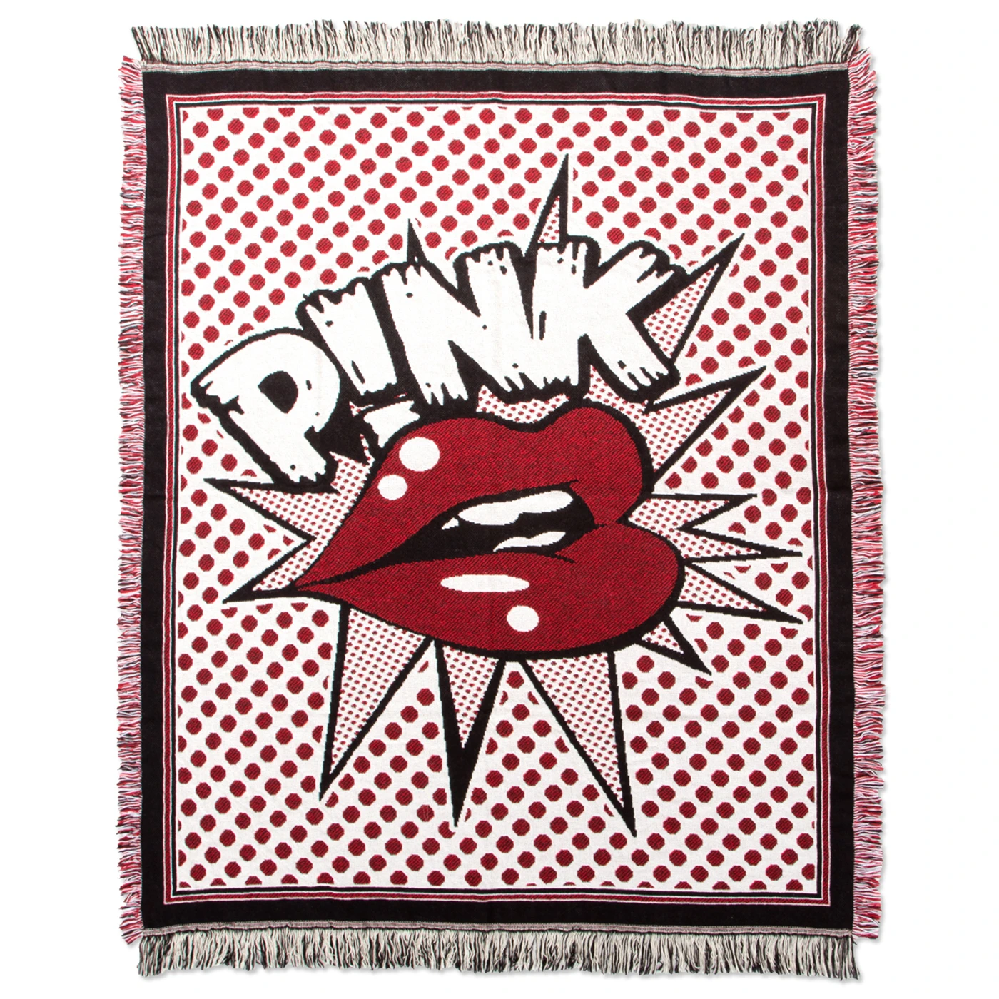 P!nk Pow Lips Woven Blanket
